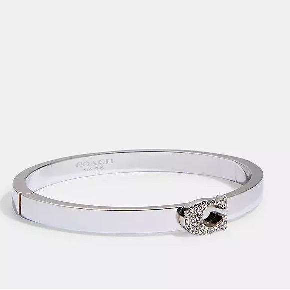 Coach | Jewelry | Coach Pave Signature Hinged Bangle | Poshmark
